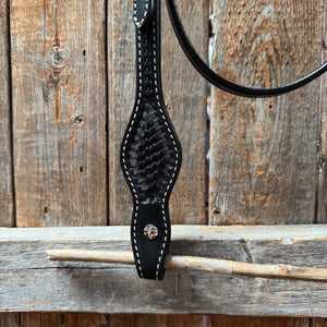 Basketweave Black Browband Draft Headstall / Bridle