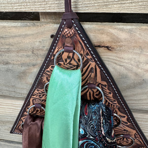Floral Triangle Leather Wild Rag Holder #WRHFL