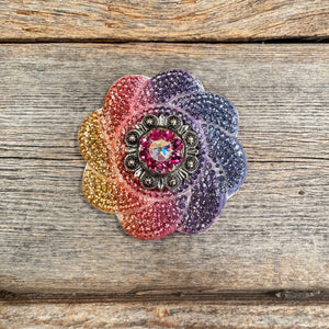 Rainbow Flower Rhinestone Rosette - Assorted Conchos
