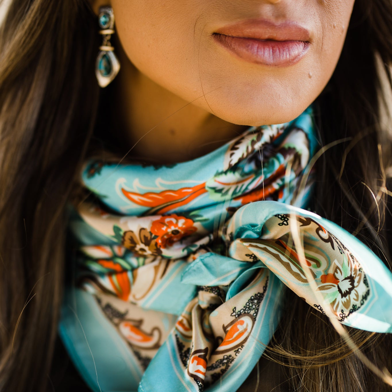 Turquoise Paisley Wild Rag Scarf – Western Neckwear