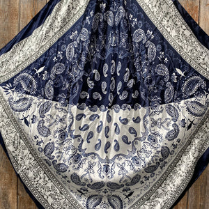35X35" Two Tone Navy Paisley Wild Rag / Scarf WR2561 - Tooled Leather