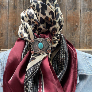 35X35" Wine Leopard Print Wild Rag / Scarf - W115L Slide WRC397B